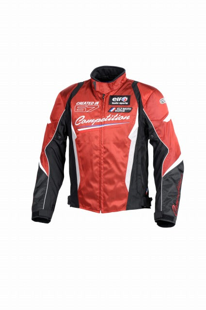 メンズ EL-8245 レッド Mサイズ ナイロンブルゾン エルフ 防水 脱着式防寒インナー装備 肩・肘・背中プロテクター標準装備